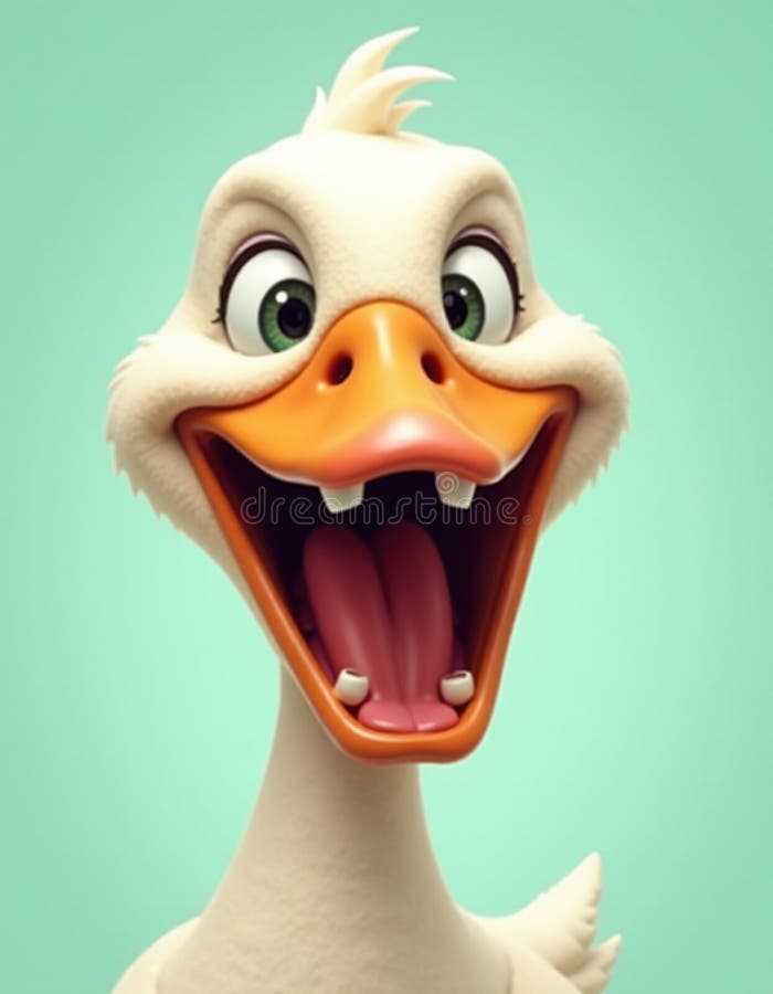 Funny Duck with Open Mouth stock illustration. Illustration of white ...