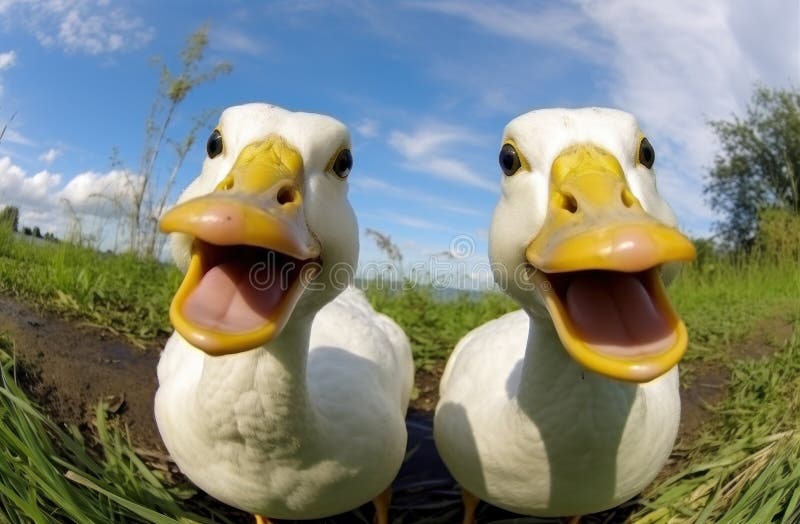 Funny ducks portrait stock image. Image of neck, green - 309501807