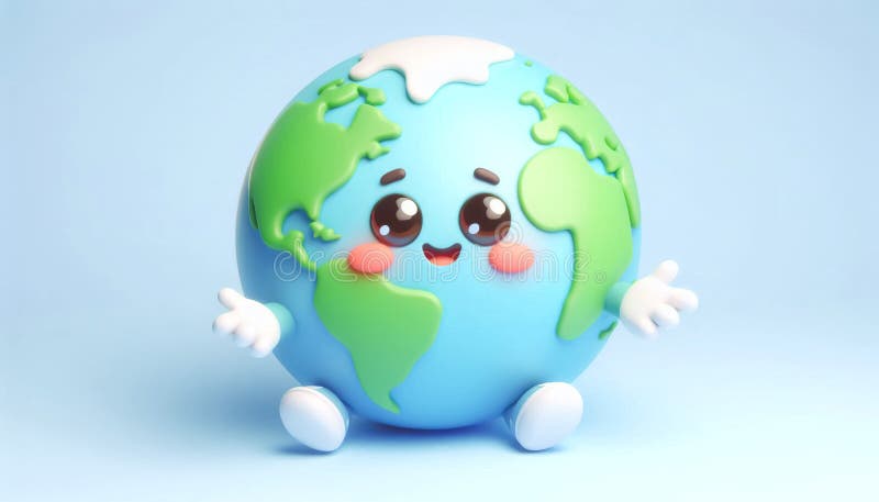 Funny Earth Cartoon. Environment, Sustainability and Ecology Concept ...