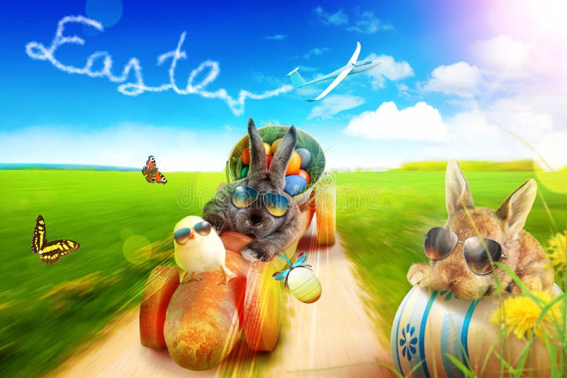 Funny Easter Bunny. Happy Easter Holiday Concept Stock Illustration ...