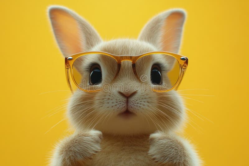 Funny Easter Bunny Rabbit with Sunglasses Giving Thumbs Up on Orange ...