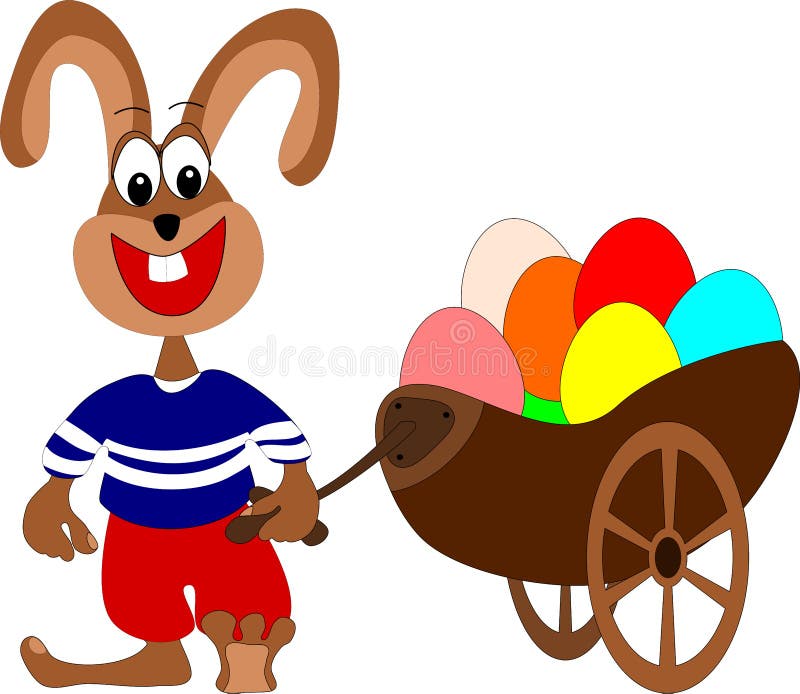 Easter Bunny with a Trolley Stock Illustration - Illustration of happy ...