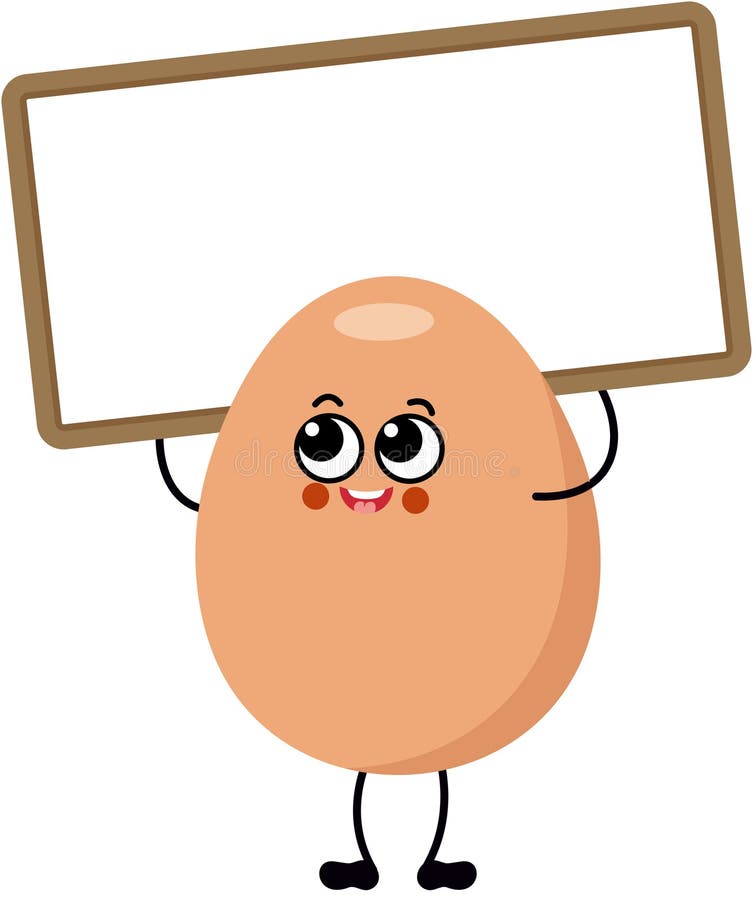 Funny Egg Character Mascot Holding a Blank Signboard Stock Vector ...