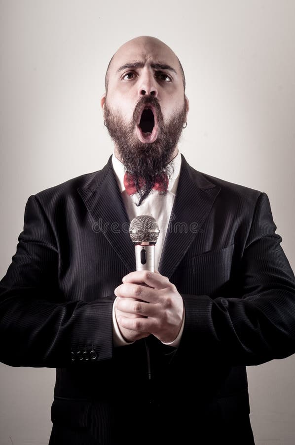 Funny Elegant Singer Bearded Stock Image - Image of peculiar, angry ...