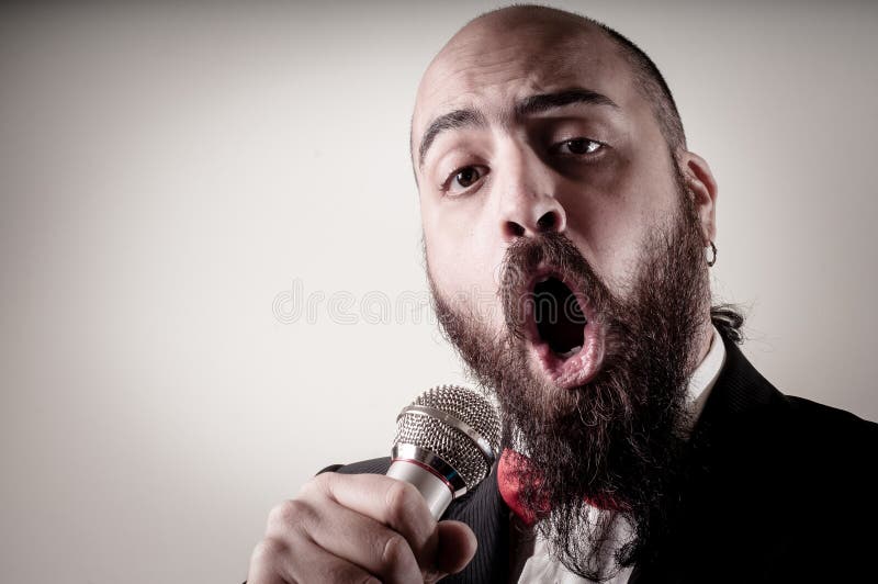 Funny Elegant Singer Bearded Stock Image - Image of peculiar, angry ...