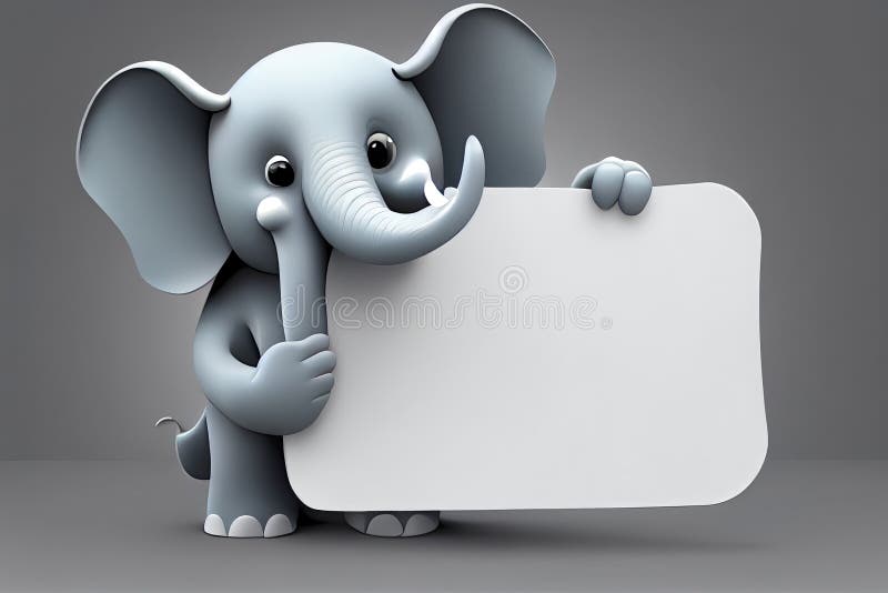 Funny Elephant Cartoon Holding Blank Sign Stock Illustration ...