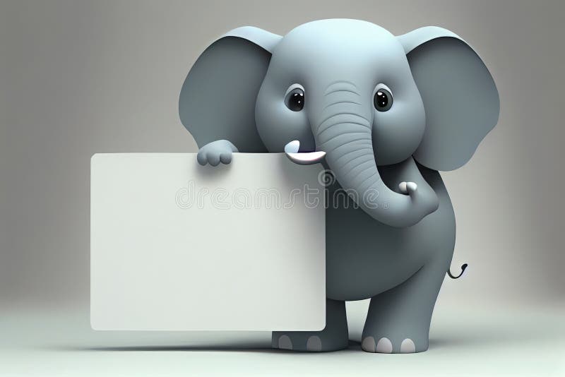 Funny Elephant Cartoon Holding Blank Sign Stock Illustration ...