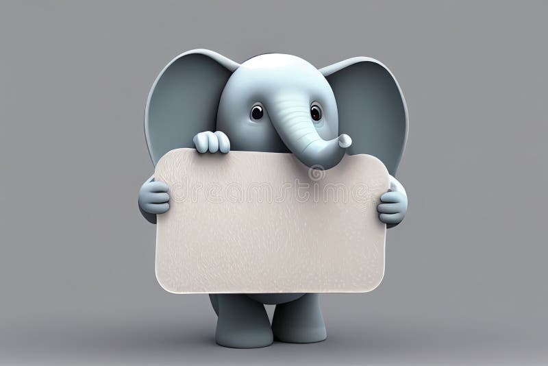Funny Elephant Cartoon Holding Blank Sign Stock Illustration ...
