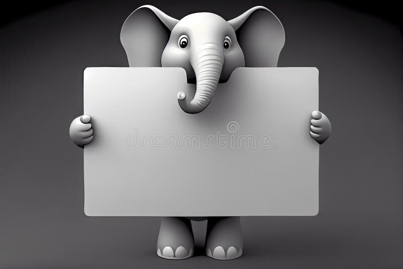 Funny Elephant Cartoon Holding Blank Sign Stock Illustration ...