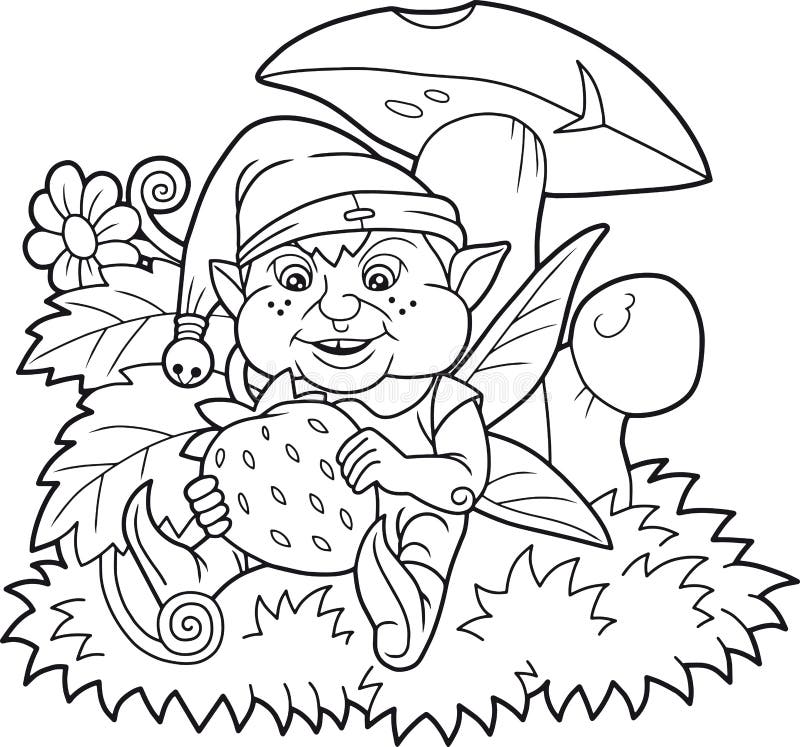 Funny Elf about To Eat a Berry Stock Vector - Illustration of funny ...