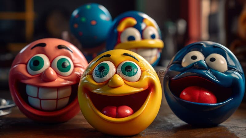Funny Emoji Balls Generative Ai Stock Illustration - Illustration of ...
