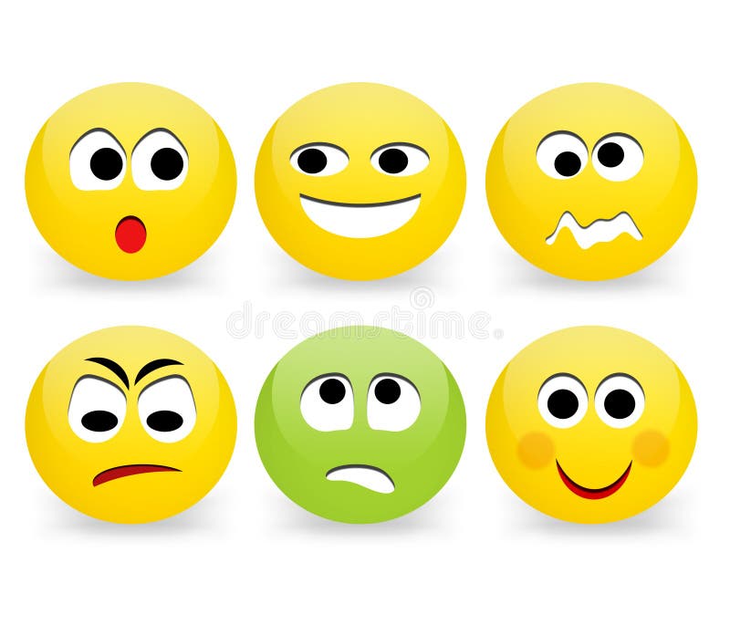 Funny emoticon faces stock illustration. Illustration of variety - 12995730