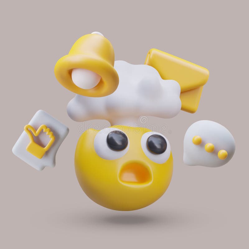 Funny Emoticon with Shock Reaction. Concept of Different Tasks Stock ...