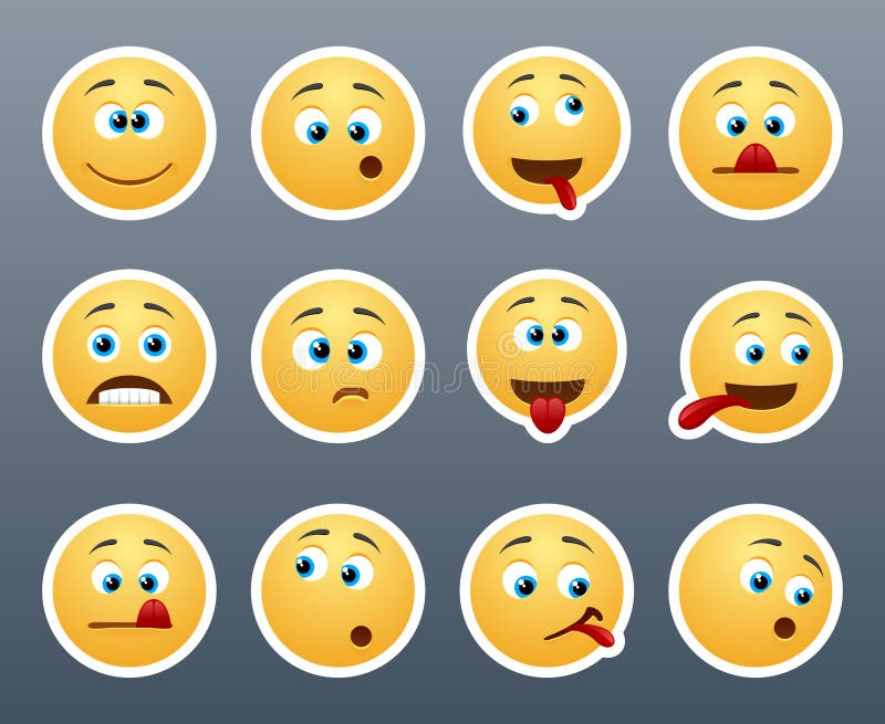 Funny emoticons grimace stock illustration. Illustration of circle ...