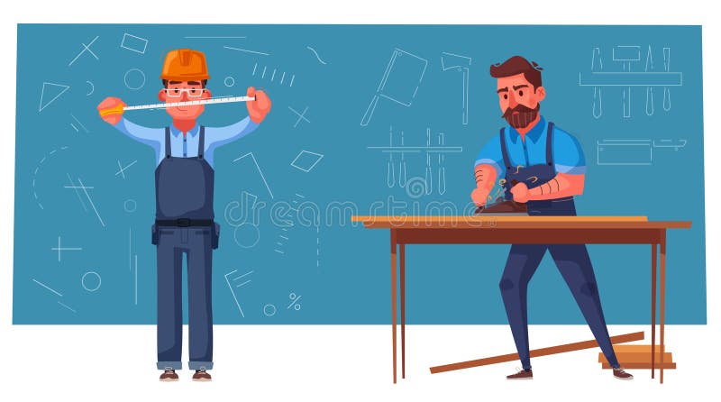 Funny Carpenter is Working. Cartoon Vector Illustration Stock Vector ...
