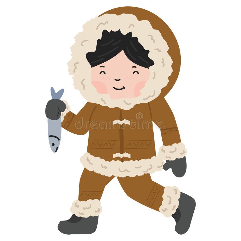 Funny Eskimo Girl in Flat Design Stock Illustration - Illustration of ...