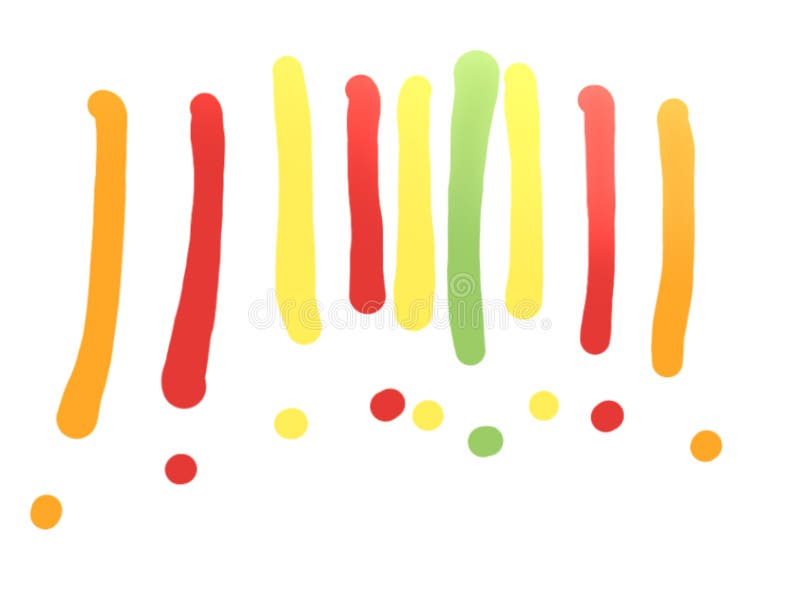 Funny Exclamation Marks of Different Colors in a Row on White Stock ...