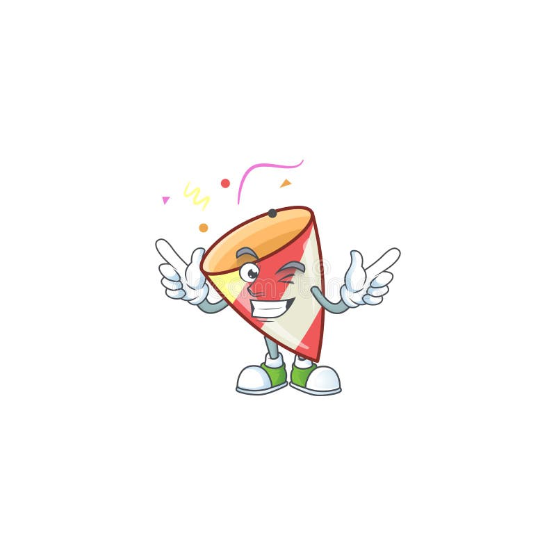 Funny Exploding Confetti Cartoon Character Style with Wink Eye Stock ...