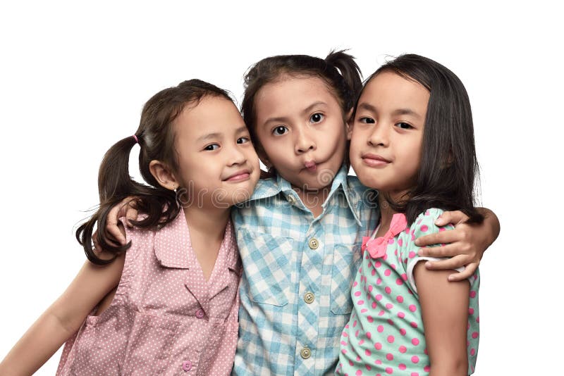 Funny Expression Asian Small Kids with Her Friend Stock Photo - Image ...