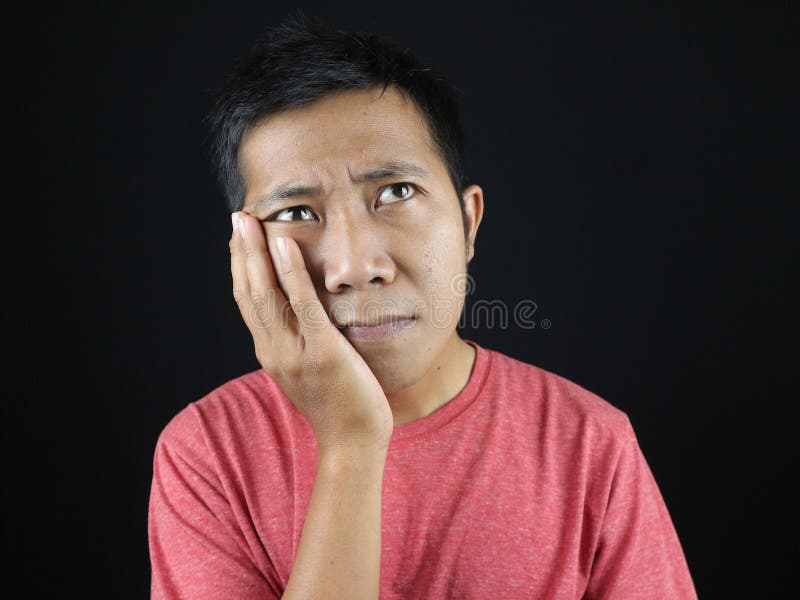 Funny Expression Confused Asian Man Hand Chin Stock Photos - Free ...