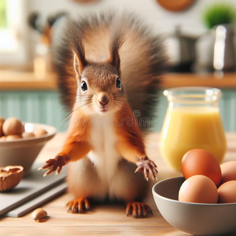 Funny Expression of Squirrel Cooking Stock Illustration - Illustration ...