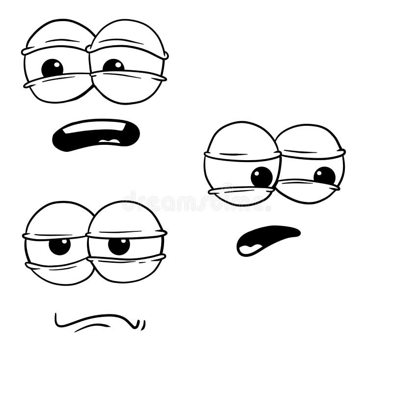 Funny Eyes with Emotions. Different Smiles and Faces. Cartoon Character ...