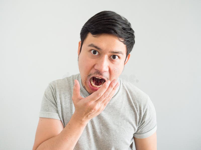 Funny Face of Bad Breath Man. Stock Photo - Image of horrible ...