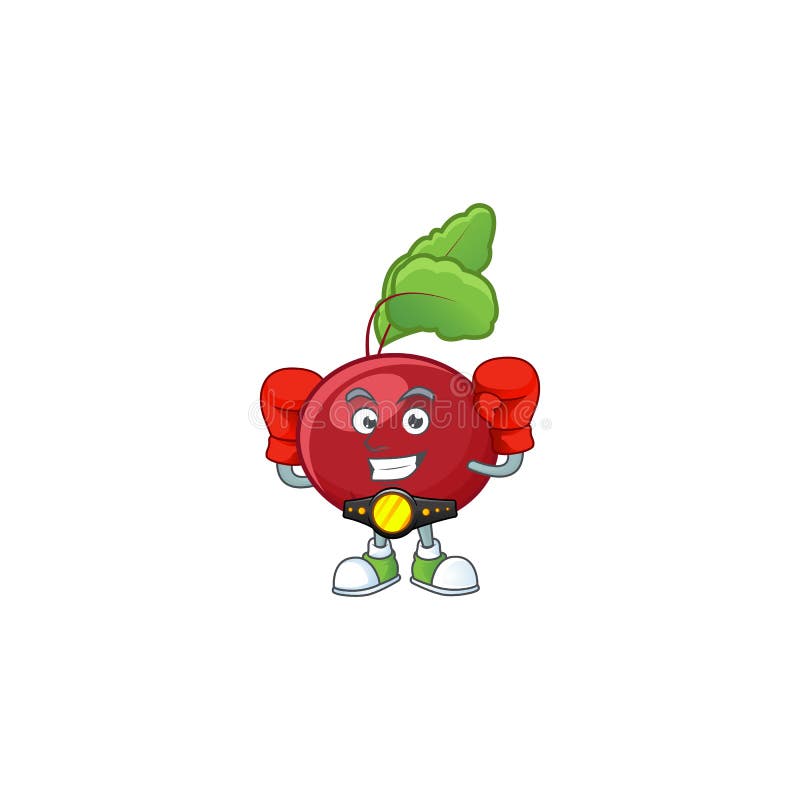 Funny Face Boxing Red Beet Greens Cartoon Character Design Stock Vector ...