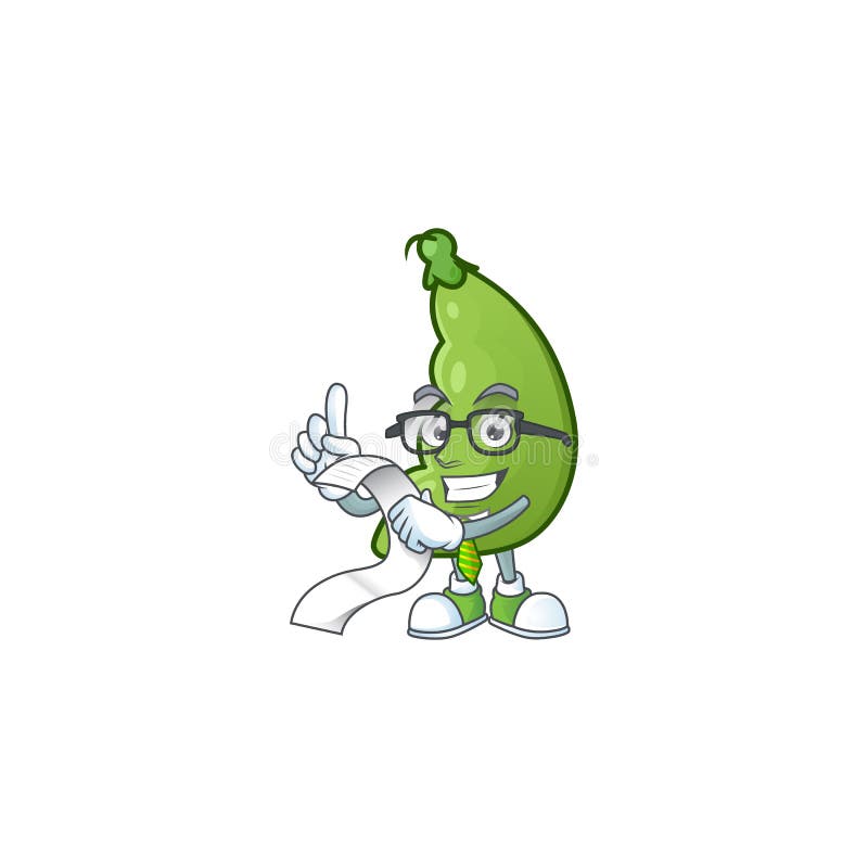 Funny Face Broad Beans Cartoon with Menu Ready To Serve Stock Vector ...