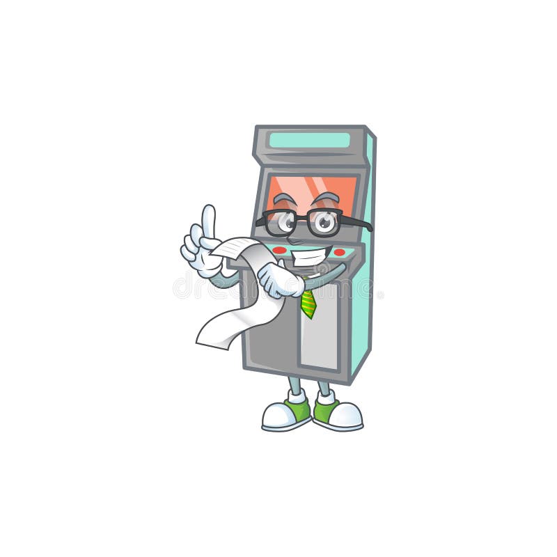 A Funny Face Character of Arcade Game Machine Holding a Menu Stock ...