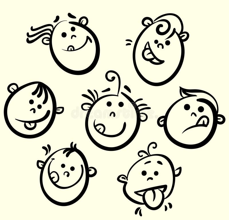 Funny face collection stock vector. Illustration of child - 13916815