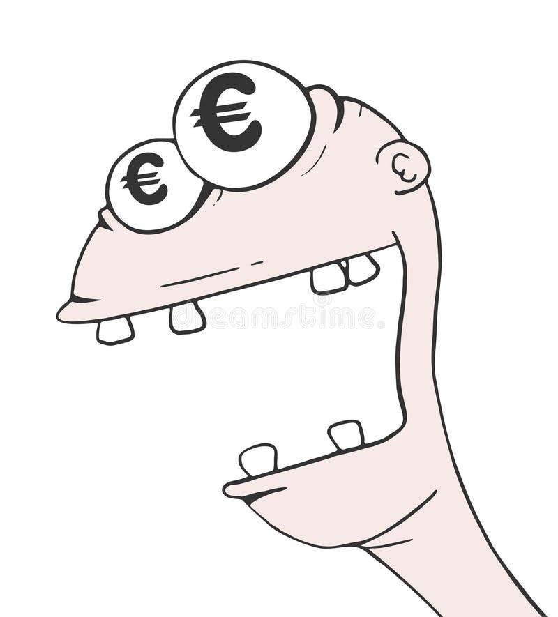 Funny face with euro eyes stock vector. Illustration of showing - 280653416