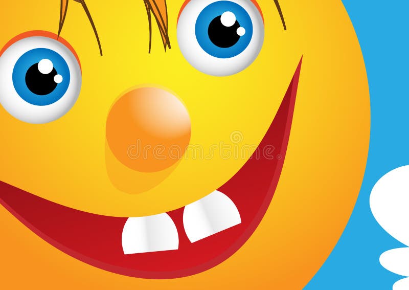Funny Face with Happy Smile Stock Illustration - Illustration of head ...