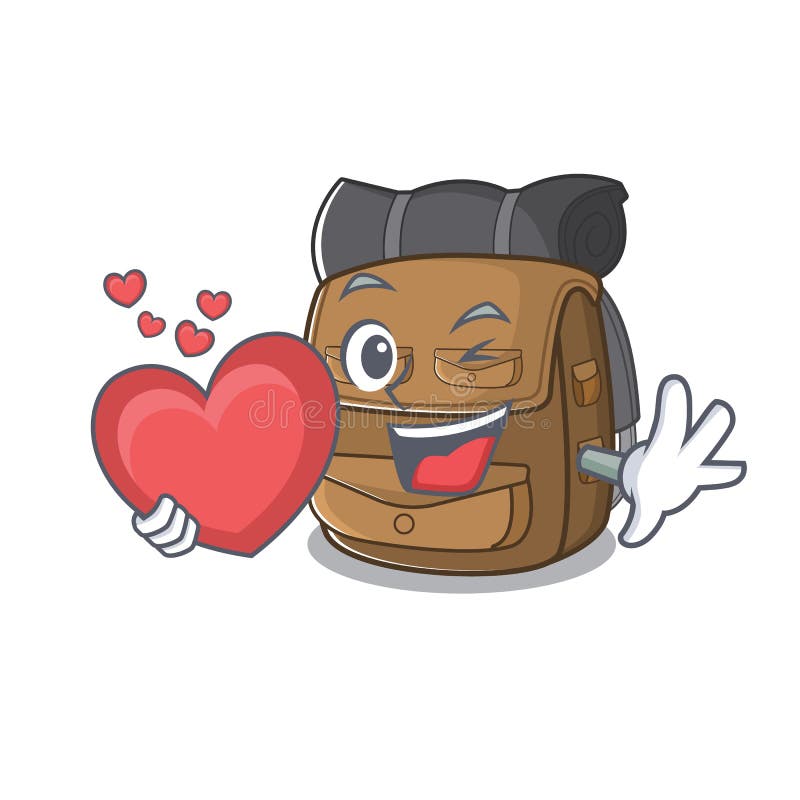 Funny Face Hiking Backpack Scroll Cartoon Character with Heart Stock ...