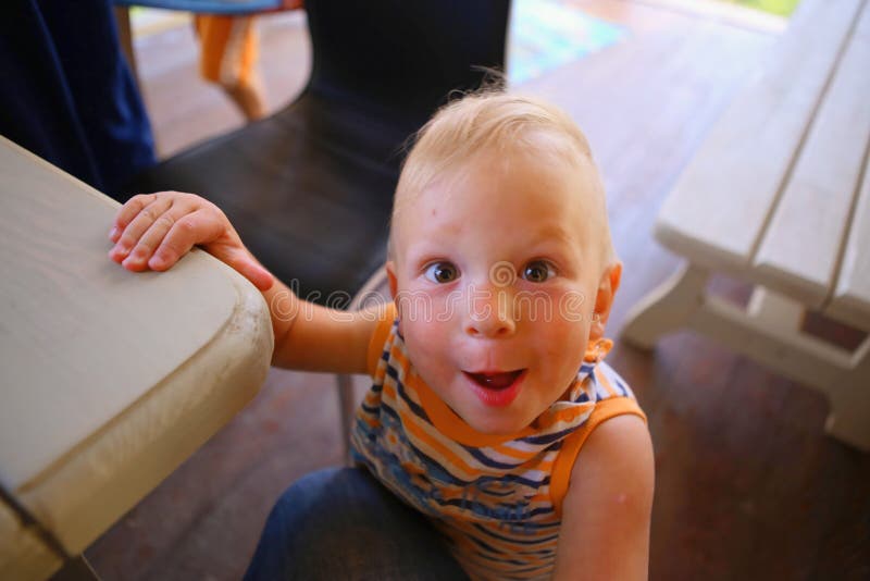 Funny Face of a Little Boy. Grimace Stock Photo - Image of funny ...