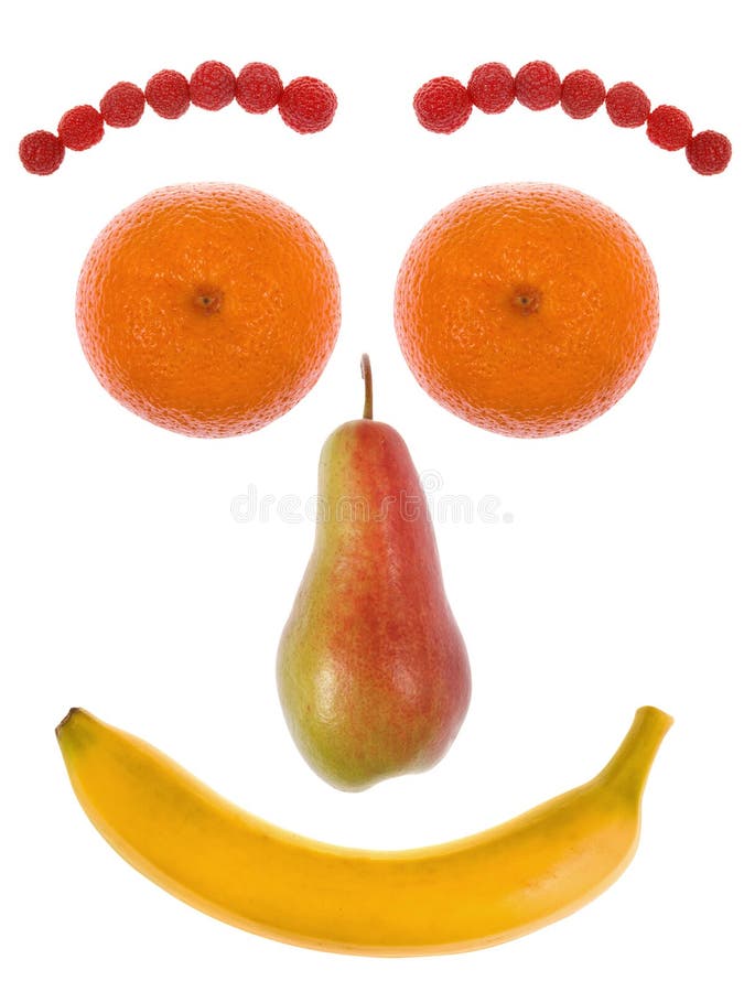 Funny face made from fruit stock photo. Image of peel - 81235554