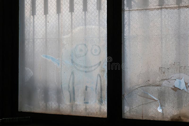 Funny face on the window stock image. Image of cheerful - 110512995