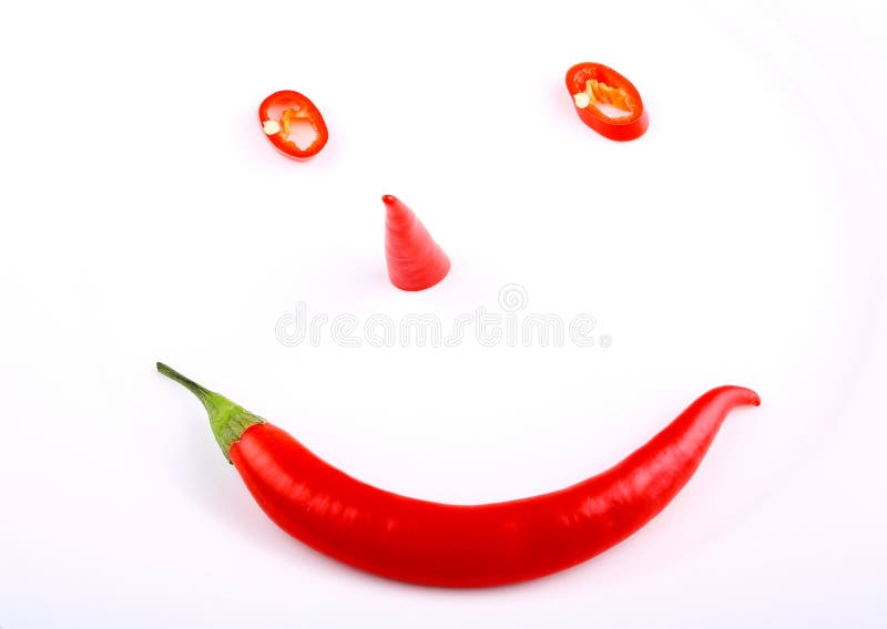 Funny Face Red Hot Pepper on a Plate Stock Image - Image of smile ...