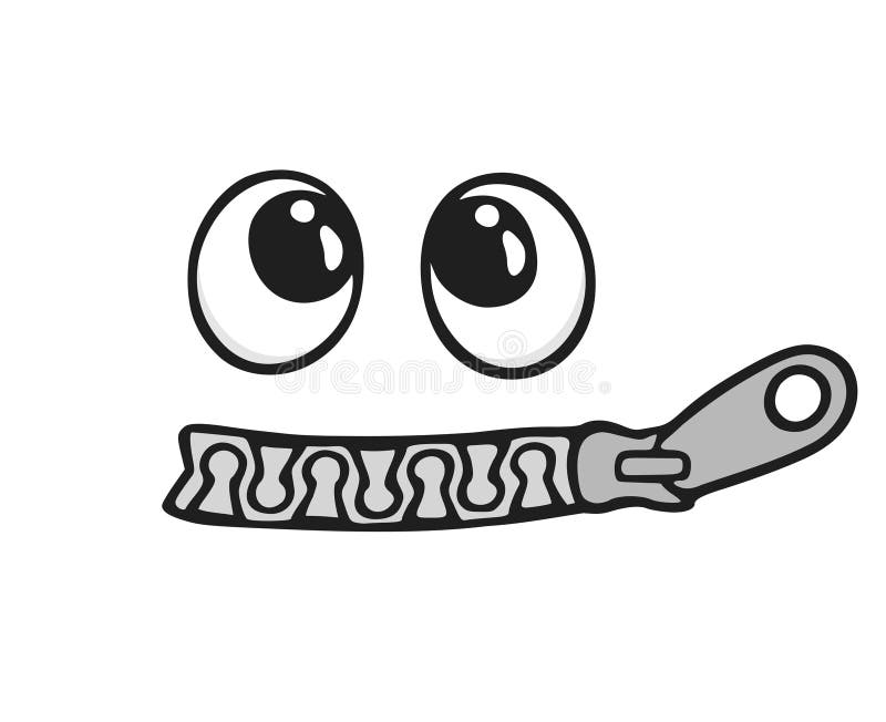 Funny Face with Zipper in Mouth Stock Vector - Illustration of secret ...