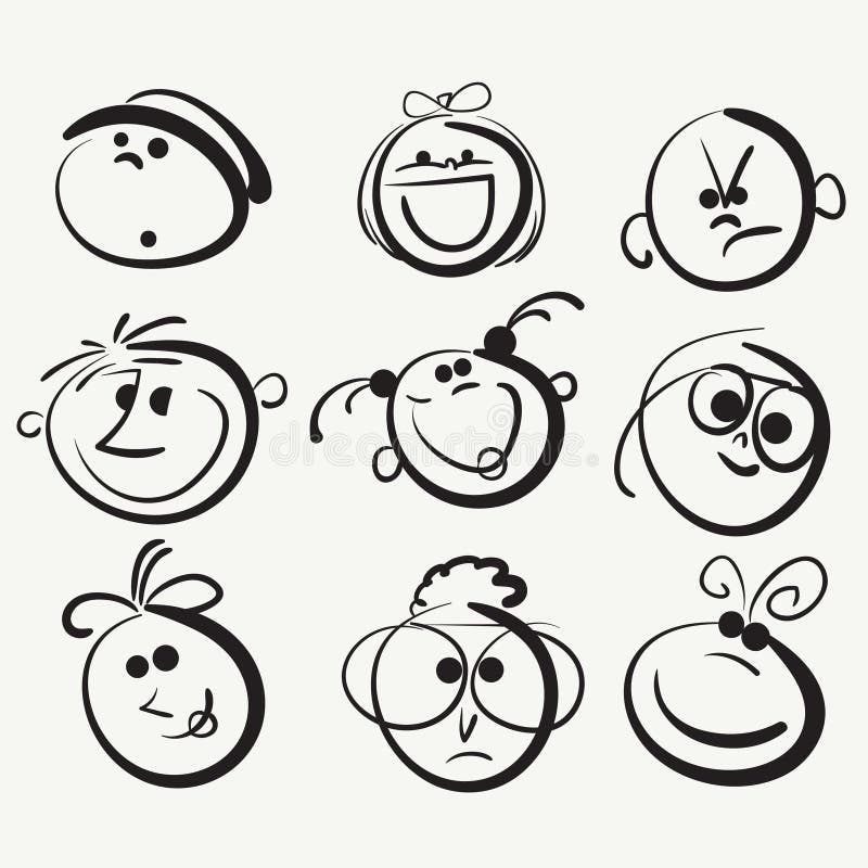 Funny faces stock illustration. Illustration of lines - 11037961