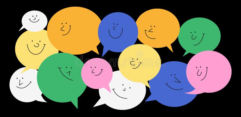 Funny Faces Icon Set Vector in Cartoon Style. Colorful Circle Bubble ...