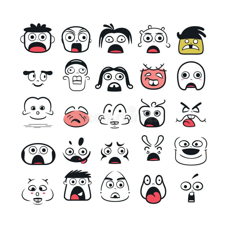 Funny Faces Icon Set. Vector Illustration Design Stock Illustration ...