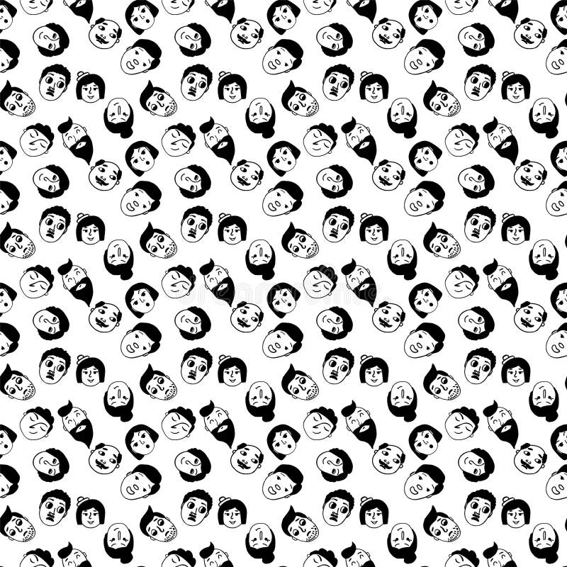 Funny Faces Seamless Pattern Vector Illustration. Human Pattern. Stock ...