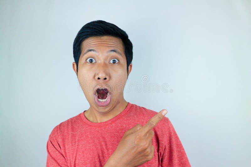 Funny Facial Expression of Asian Man Shocked and Surprised Stock Photo ...