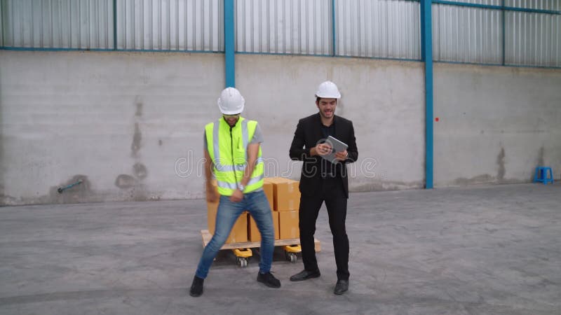 Happy Factory Workers Smiling and Standing Together with Friend Stock ...
