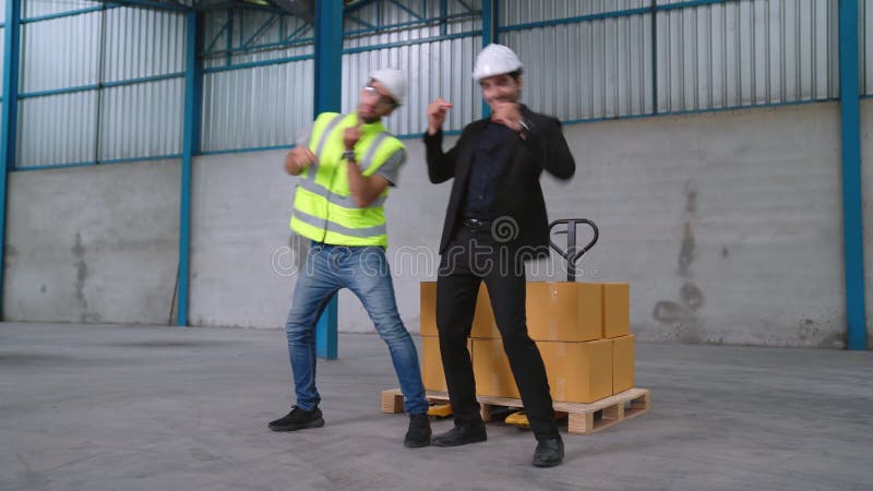 Funny Factory Workers Dance in the Factory Stock Footage - Video of ...