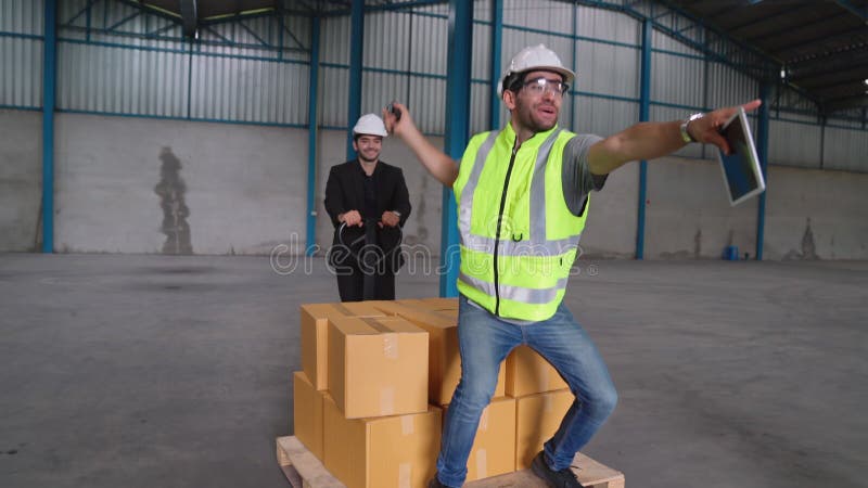 Funny Factory Workers Dance in the Factory Stock Video - Video of ...
