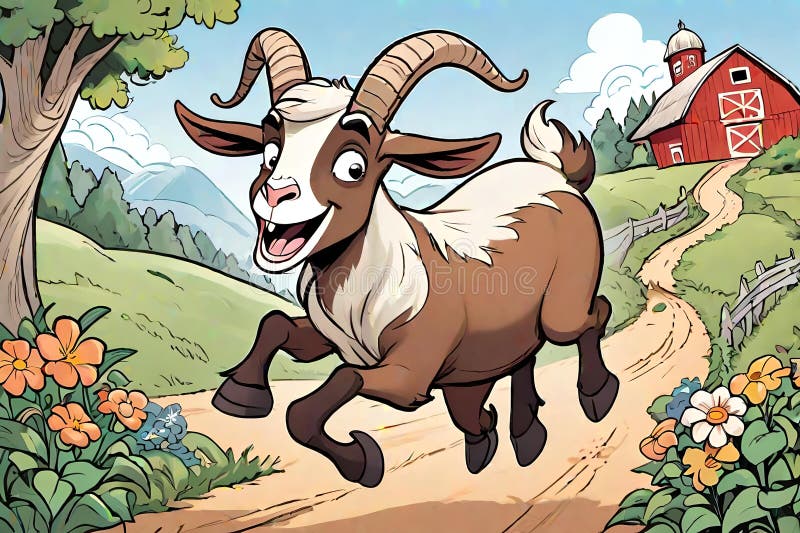 Funny Farm Goat Running Smiling Cartoon Character Stock Illustration ...