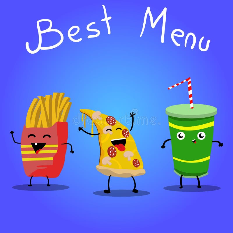 Funny Fast Food Comic Characters. Cartoon Illustration Design Stock ...
