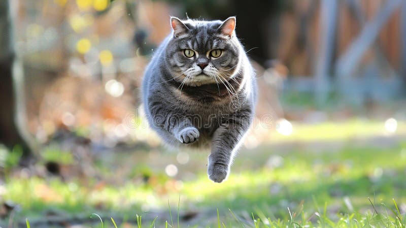 Funny Fat Cat Flying Like Super Men Style. Generative Ai Stock ...